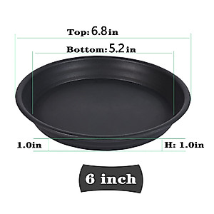 SAUCERHOME Plant Saucer Pot Tray 6 inch, 4 Packs 8 inch (7.6 inch) Plastic Flower Planter Saucers and Drip Trays for Indoors Outdoors, Thick Heavy Sturdy Durable Plant Plate Water Catcher (Black)