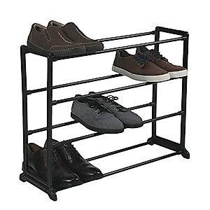 Simplify Stackable Shoe Rack | Holds 12 Pairs of Shoes | Maximize Closet & Bedroom Space | Good for Sneakers | Boots | Loafers | Heels | Slippers | Black