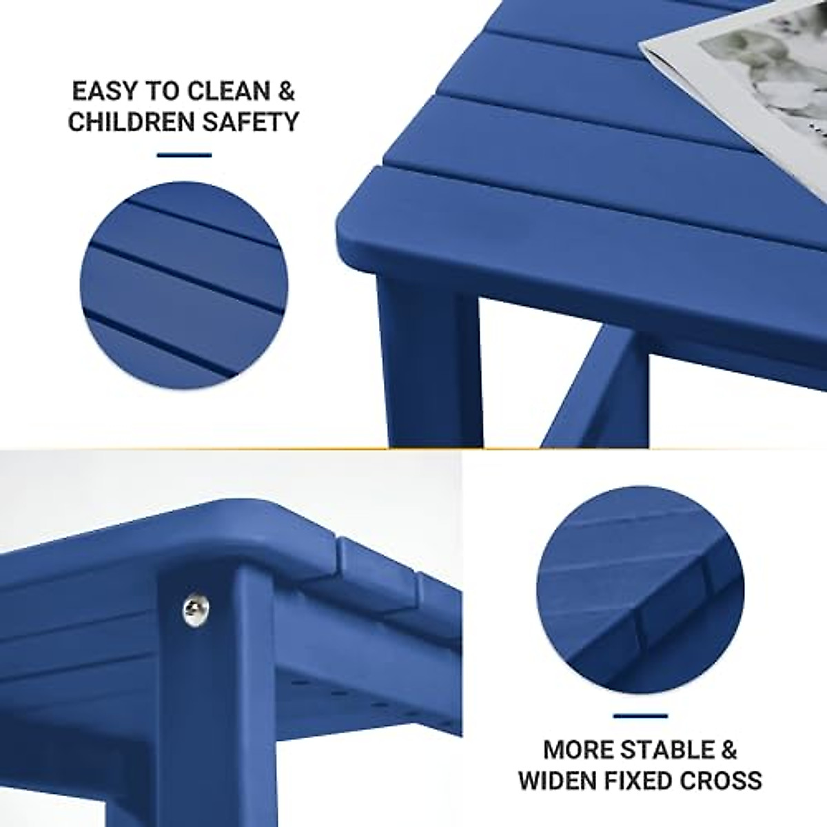 UDPATIO Outdoor Side Table for Patio, XL Square Adirondack Table Pool Composite Patio Table, HDPE End Tables for Outside Backyard, Pool, Indoor Companion, Easy Maintenance All Weather