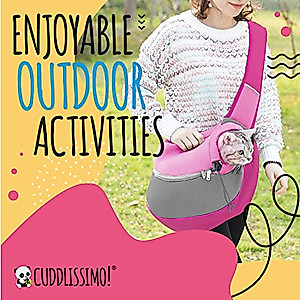 Cuddlissimo! Pet Sling Carrier - Small Dog Puppy Cat Carrying Bag Purse Pouch - For Pooch Doggy Doggie Yorkie Chihuahua Baby Papoose Bjorn - Hiking Front Backpack Chest Body Holder Pack To Wear (Pink)