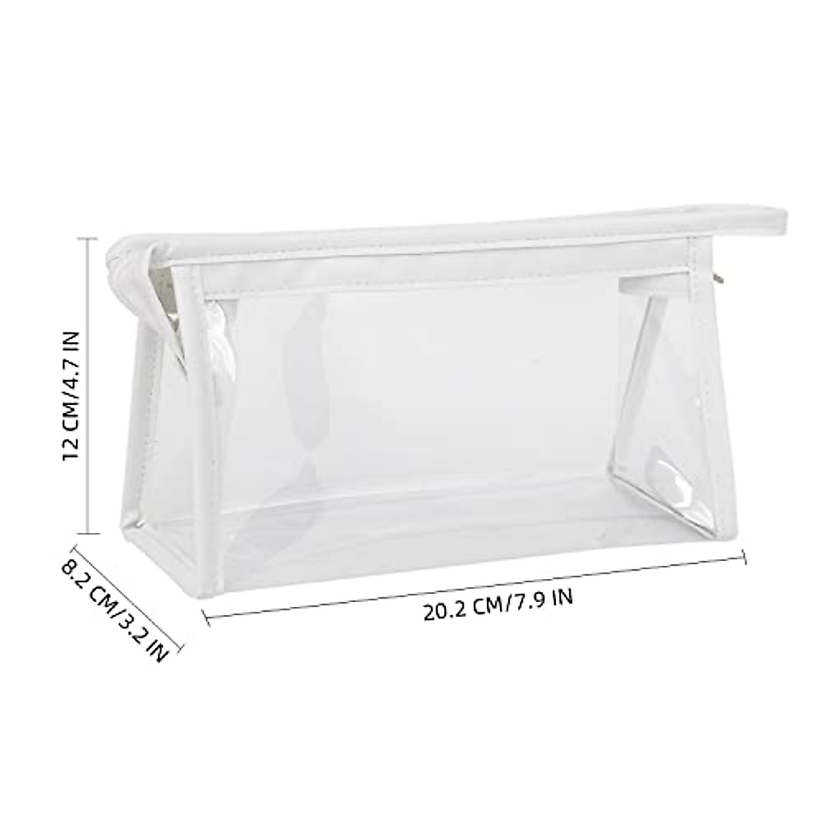 GINCEVHY White Transparent Big Capacity Pencil Case with Zipper, Buckle Design Pen Bag Pencil Pouch for Teen Girls, Waterproof PVC Makeup Cosmetic Bag for Women