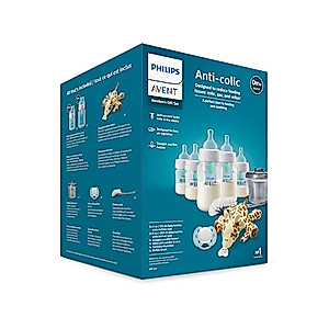 Philips AVENT Anti-Colic Baby Bottle with AirFree Vent Newborn Gift Set with Snuggle, Clear, SCD306/10