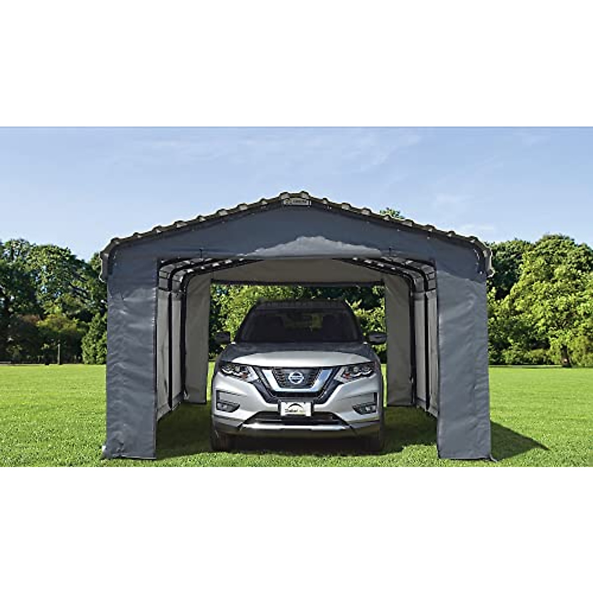 Arrow Sheds Amazon Exclusive 12' x 20' x 7' 29-Gauge Carport with Galvanized Steel Roof Panels and Enclosure Kit, Charcoal