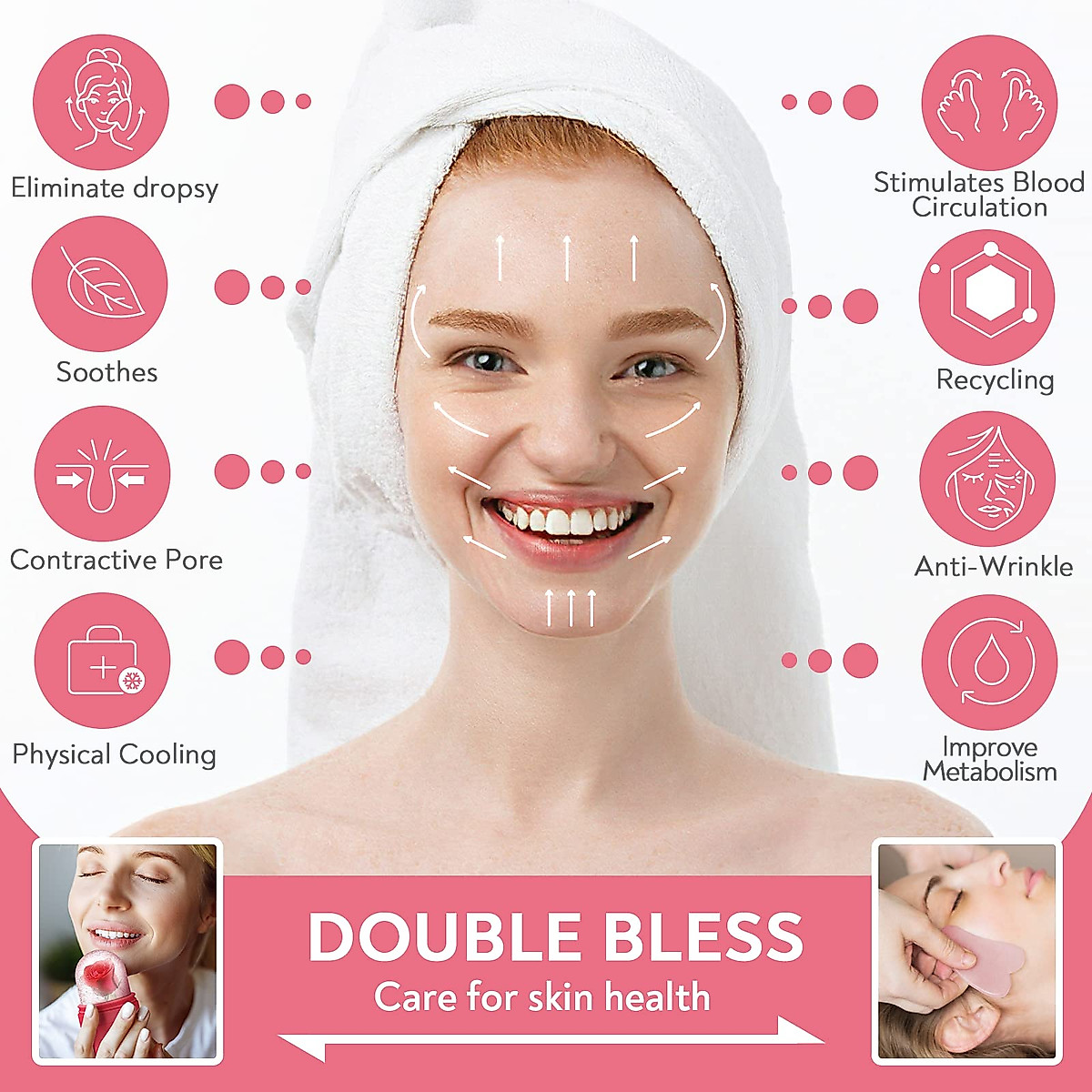 AURUZA Ice Face Roller and Gua Sha Set, Ice Roller for Face & Eye Puffiness Relief Beauty Facial Rollers Mold Icing Massage Skin Care Tools for Brighten Lubricate Shrink Pores Remove Fine Lines