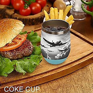 WYUSPGK 304 Stainless Steel Insulated Cup, World War Print Smooth Rim, Durable & Reusable - Perfect for Office, Home, And Travel