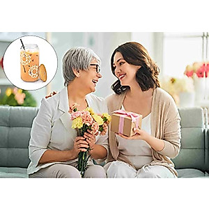 Sunflower Gifts for Women - Sunflower Cup with Bamboo Lids and Straw, Cute Sunflower Cups, Beer Can Shaped Drinking Glass Cup, Inspirational Sunshine Birthday Christmas Gifts for Mom - 16 oz Can Glass