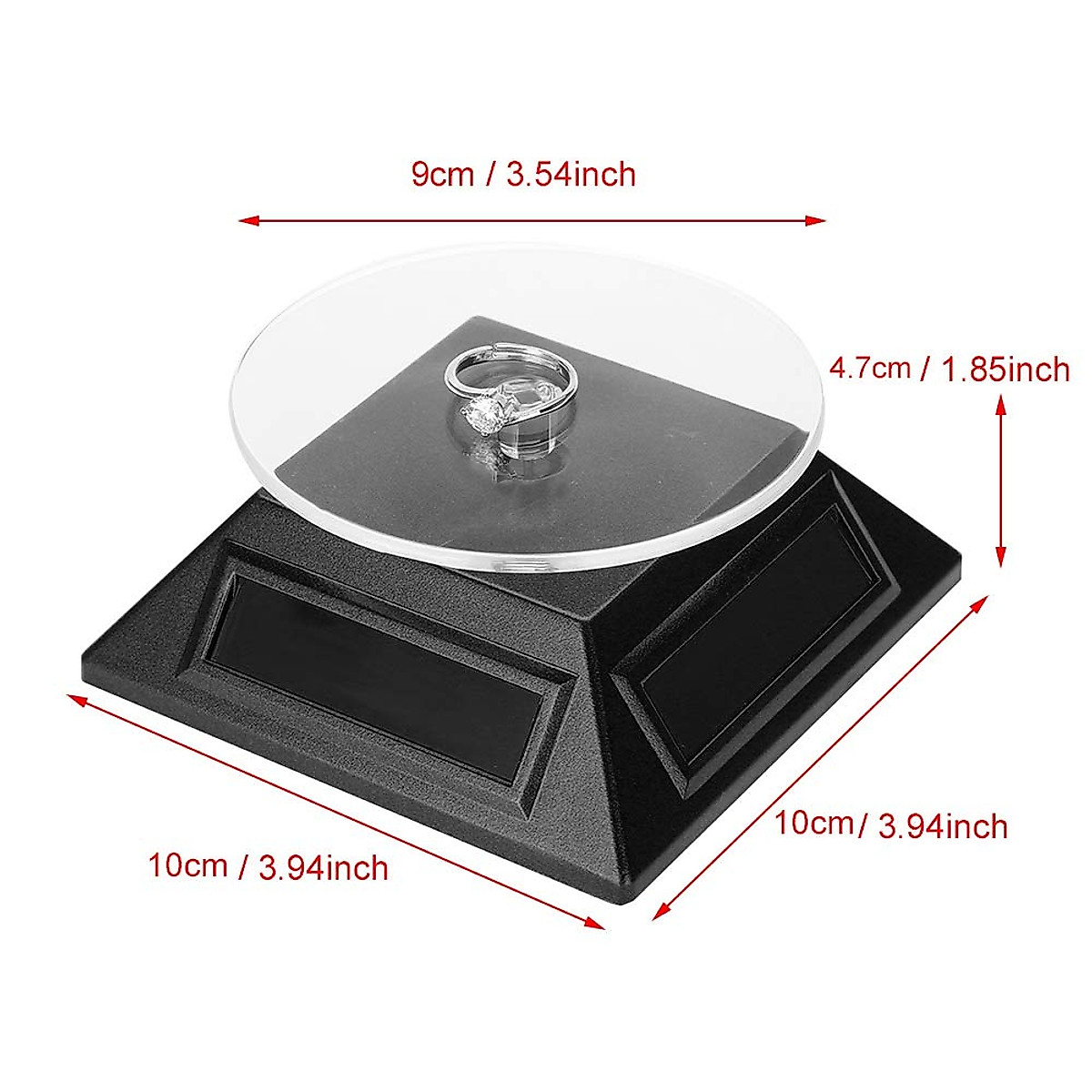 Antilog Jewelry Display Stand, Solar Showcase 360 Degrees Turntable Rotating Watch Phone Jewelry Organizer Display Stand(Black)