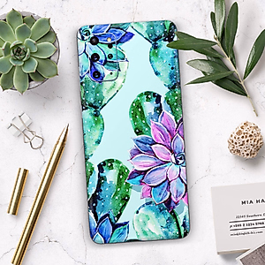 DesignSkinz Watercolor Cactus Succulent Bloom V11 Protective Vinyl Decal Wrap Skin Cover Compatible with The Samsung Galaxy S20 (Screen Trim & Back Glass Skin)