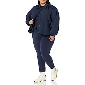 Amazon Essentials Women's Relaxed-Fit Recycled Polyester Padded Cropped Bomber Jacket (Available in Plus Size) (Previously Amazon Aware), Navy, Small