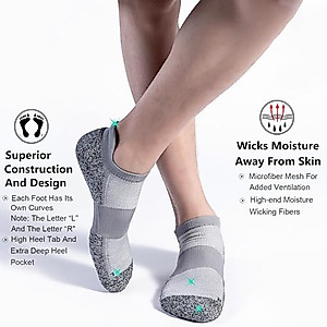 SITOISBE No Show Sports Compression Running Socks for Men Women Circulation 4-pairs, Low Cut Cushioned Socks Moisture Wicking Arch Support for Planter Faciatis Golf Exercise, Gray, Large