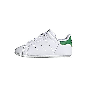 adidas Originals unisex baby Stan Smith Crib Sneaker, White/White/White, 3 Infant US