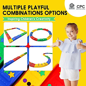 MOCUTEEN Kids Balance Beam Toddler Stepping Stones Max Load 220LBS 12 PCS Non-Slip Textured Surface & Rubber Pads Bottom Promote Agility Coordination Five Star Pattern