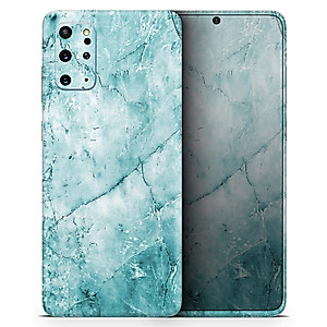 DesignSkinz Cracked Turquise Marble Surface 2 Protective Vinyl Decal Wrap Skin Cover Compatible with The Samsung Galaxy S20 (Screen Trim & Back Glass Skin)