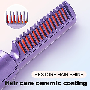 Rechargeable Mini Hair Straightener, 2023 New Rechargeable Cordless Hair Straightener Brush, Three Temperature Adjustment Straightening Brush 3D Hair Care Comb for Dry and Wet Hair (Green)