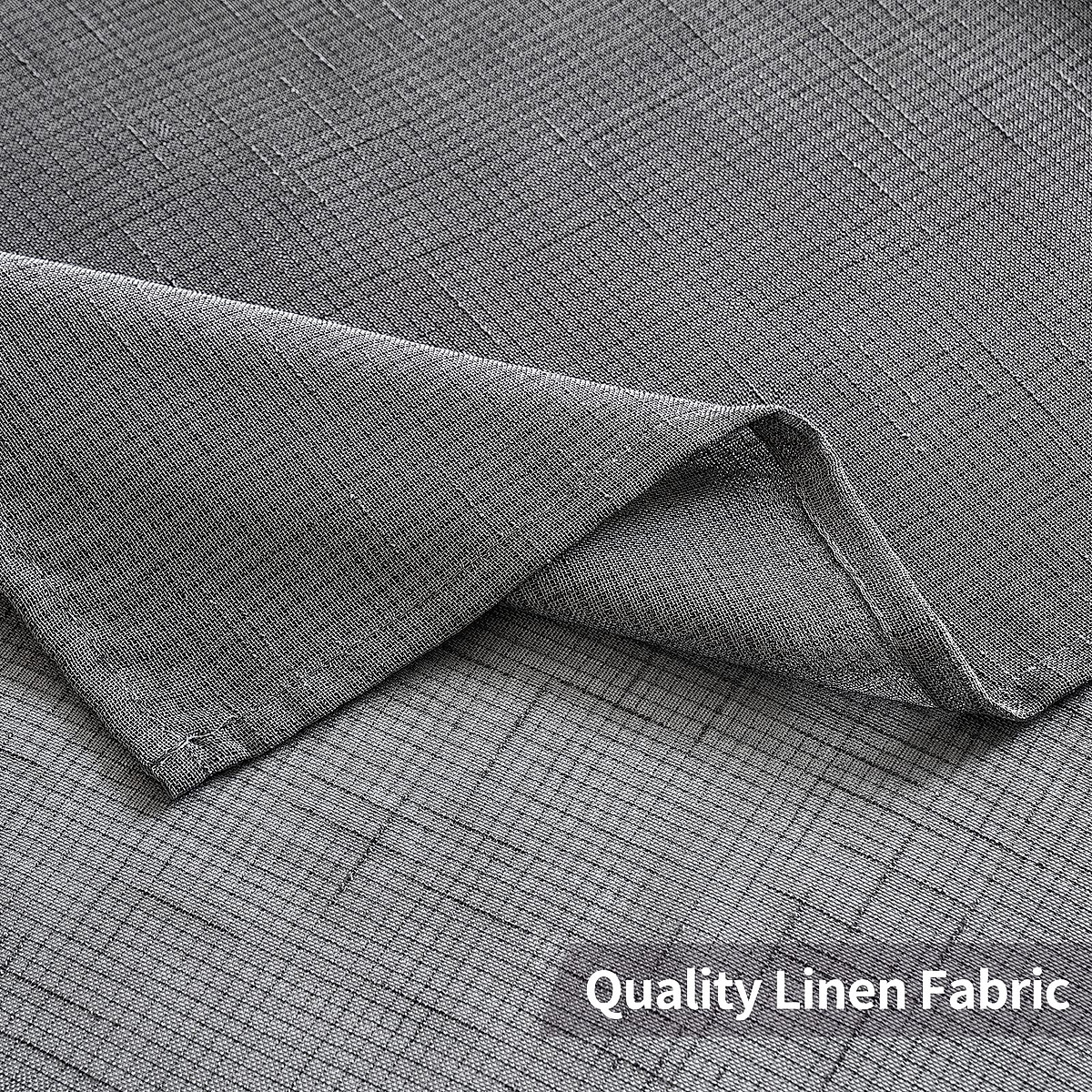 MIULEE 2 Panels Natural Linen Semi Sheer Window Curtains Elegant Solid Dark Grey Drapes Grommet Top Window Voile Panels Linen Textured Panels for Bedroom Living Room (52X96 Inch)