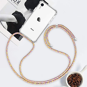 YESPURE for iPhone XR Case Clear Neck Hanging Adjustable Shoulder Lanyard Crossbody Phone Cover Women Girls Soft TPU Slim Protective Strap Mobile Case for iPhone XR - Rainbow