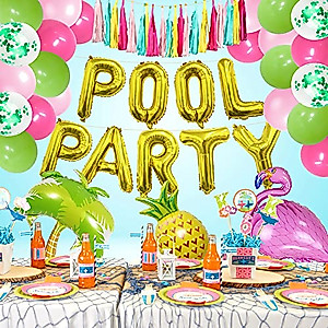 Pool Party Decorations for Girls Kids Birthday Summer Beach Party Decorations Pool Party Favors Supplies Summer Birthday Party Decorations Tropical Luau Hawaiian Party for Boys Pool Party Balloons