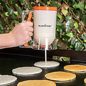 Blackstone 1543 Outdoor Griddle Breakfast Preparation Kit with Pancake Batter Dispenser, Cast Iron Bacon Press, and 2 Non Stick Steel Egg Rings