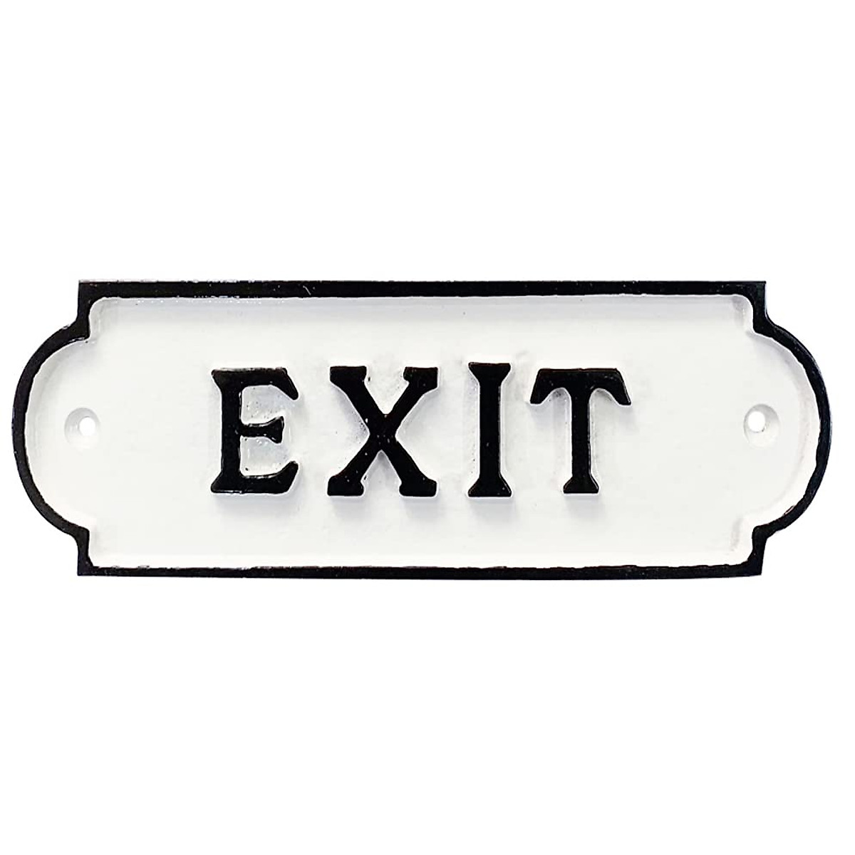 Ziolte Set of Enter exit Cast Iron Gate Sign Plates, Rustic Gate Plaques in White and Black, 2.25 x 7.4 Inches Each; Includes Mounting Hardware…
