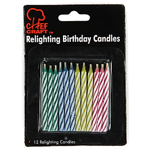 Chef Craft Classic Trick Candles, 2.5 inches in Height 12 Piece Set, Spiral