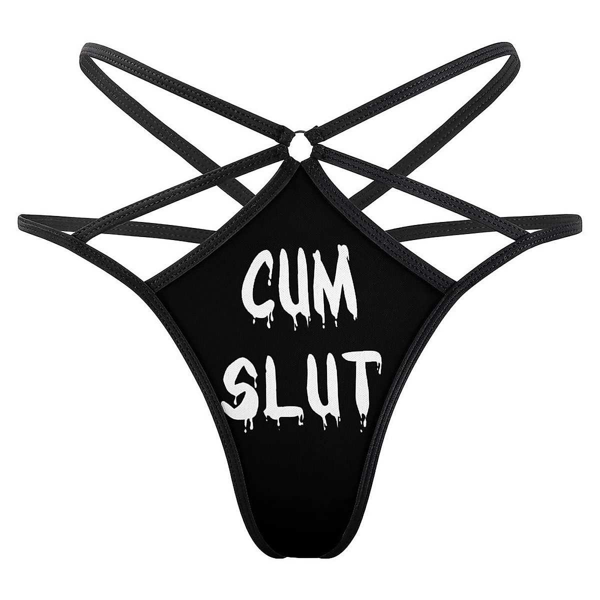 BAIJIAOYUN CUM SLUT Sexy G-String for Women, Breathable T-back Panties Thongs Underwear Funny Gifts L