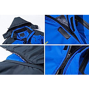 TACVASEN Men's Skiing Jacket with Hood Hiking Fishing Travel Fleece Jacket Parka Coat White, 2XL