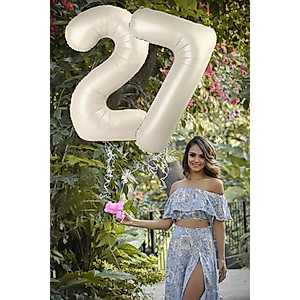 Number 2 Balloon 40 Inch Cream White Giant Two Balloon Number Birthday Decorations, 2nd 12 21st Party Celebration Decorations Graduations Anniversary Baby Shower