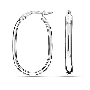 925 Sterling Silver Square Hoop Earrings for Women | Lightweight Rectangular Hoop Earrings for Gifts | Size 30mm