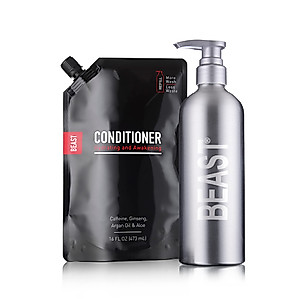 Beast Hydrating Hair Conditioner 16oz pouch + Reusable Durable Aluminum Beast Bottle 16oz