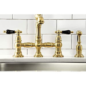 Kingston Brass KS7277PKLBS Duchess Bridge Kitchen Faucet, Brushed Brass 13.88 x 6.88 x 8.31