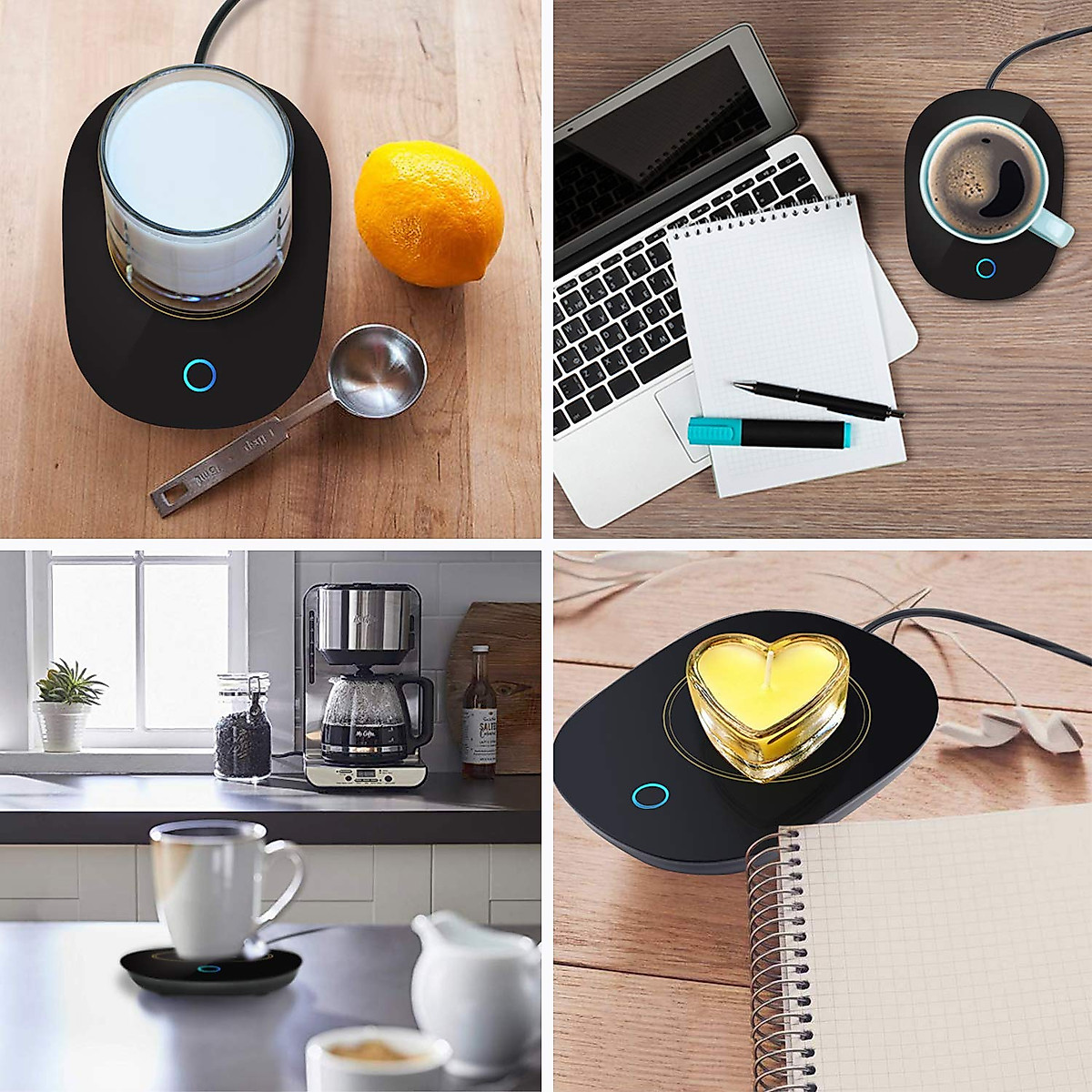 Mug Warmer Coffee Warmer with Automatic Shut Off to Keep Temperature Up to 131℉/ 55℃ Safely Use for Office/Home to Warm Coffee Tea Milk Candle Heating Wax (Black)