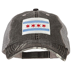 e4Hats.com Chicago Flag Embroidered Low Profile Cotton Mesh Cap - Black OSFM