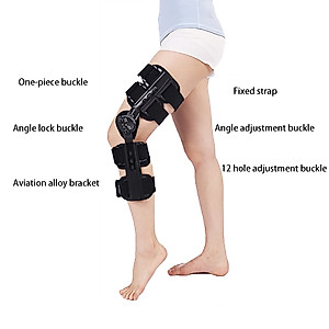 Hinged Adjustable Knee ROM Brace Patella Brace Support Stabilizer Immobilizer for ACL MCL and PCL Arthritis or Fracture Knee Injury Recovery Post Op Knee Support for Men and Women