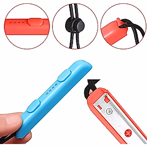1 Pair of Joy-Con Handle Controllers with anti-slip Lanyards for Nintendo Switch Video Games-Blue&Red
