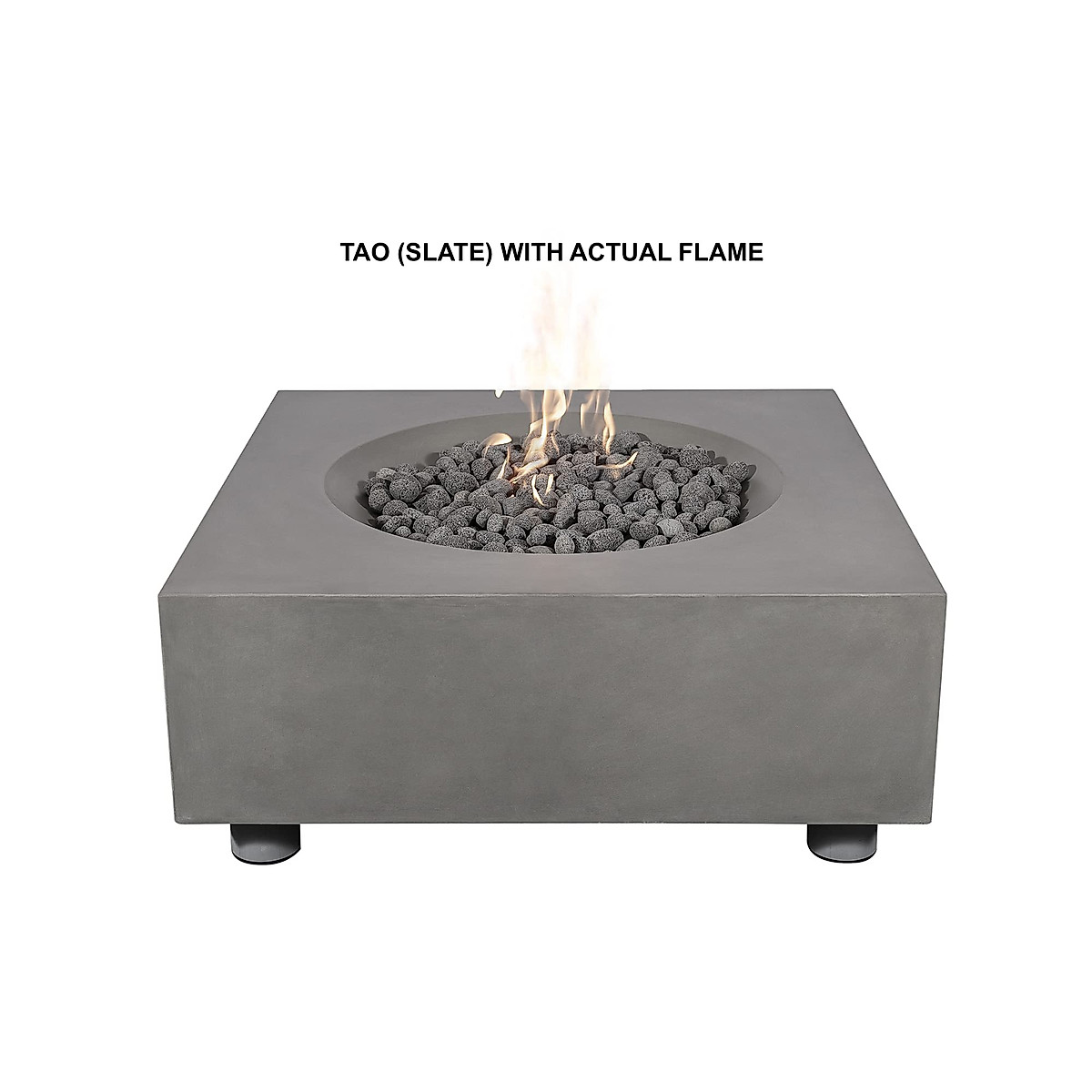 PyroMania Tao Outdoor Concrete Fire Table, 41 x 41 Inches - Natural Gas Model in Slate Gray Color