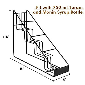 Mustry Coffee Syrup Rack for Coffee Bar Accessories, Fits with Torani and Monin Syrup, Coffee Bar Organizer Holds 4 Bottles