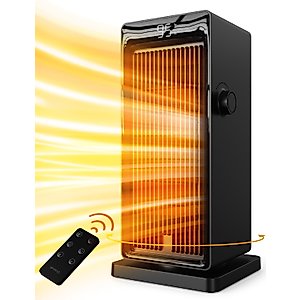 Space Heater, SANVINDER 1500W Portable Electric Heater for Bedroom, ECO Thermostat 90° Oscillating, 24 hours timer, Fast Heating, with Remote, Overheat Protection, LED Display for Office