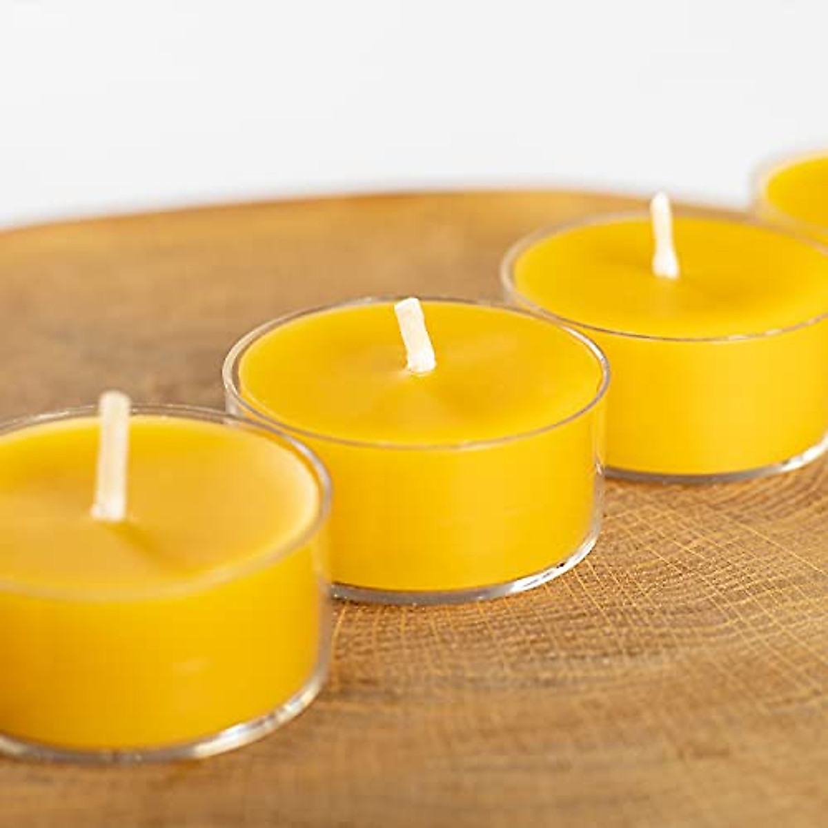 CANDWAX Pure Beeswax Tealight Candles Set of 24-3,5 Hours Burning Handmade Honey Yellow Candles - Smokeless Pure Bees Wax Home Decor Natural Candles