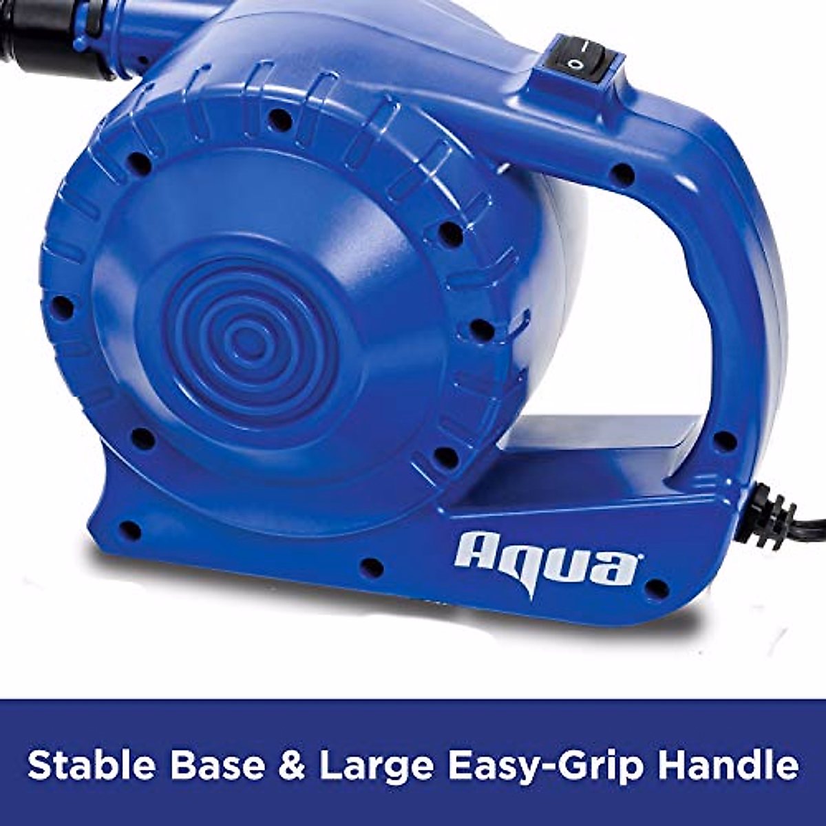 Aqua AC Electric Air Pump – 110v – Heavy Duty Air Pump for Inflatables with 5 Nozzle Attachments – Blue