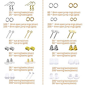 Anezus Earring Making Kit with Earring Hooks Findings, Earring Backs Posts, Jump Rings for Jewelry Making Supplies, 2320Pcs