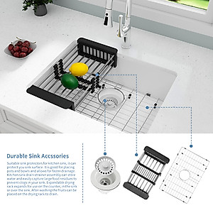 MONSINTA Bar Sink, Undermount Kitchen Sink, 23 Inch White Bar Sink, Bar Sink Undermount With Accessories, Granite Kitchen Sink, White Sink Kitchen
