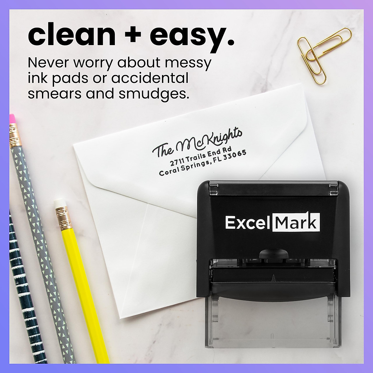 Custom Return Address Stamp – Self Inking Rubber Stamp – 3 Sizes and 8 Designs to Choose from
