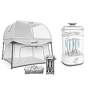 GROWNSY Foldable Baby Playpen & Bottle Sterilizer
