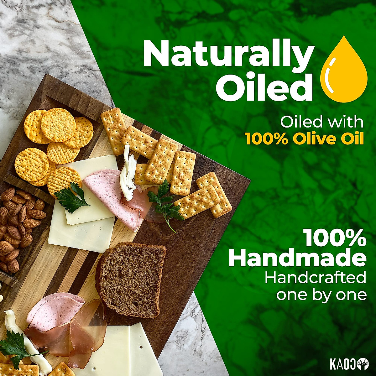 KAOC Charcuterie Boards - Large Cheese Board, Walnut Cutting Board, Wood Cutting Board, Wooden Cutting Boards for Kitchen, Serving platter, Gifts for Mom, Mothers Day Gift (16x12x1.2)