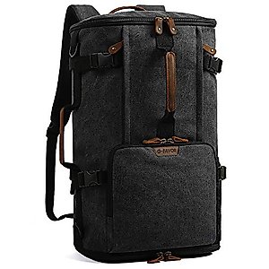 G-FAVOR 40L Travel Backpack, Vintage Canvas Rucksack Convertible Duffel Bag Carry On Backpack Fit for 17.3 Inch Laptop Bag