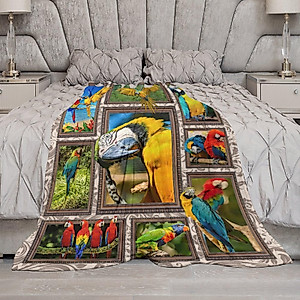 Parrot Bird Blanket Parrot Bird Gifts for Boys Men Parrot Bird Throw Blanket for Couch Sofa Bed Soft Warm Flannel Fleece for adults40 x50