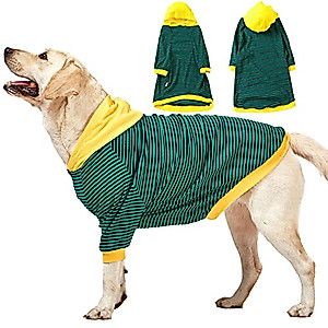 LovinPet Large Dog Onesie,Cotton Green Stripe Dog Shirt, 2-Leg Style Dog Pajamas, Large Breed Dog Jammies, Pet PJ's/Large