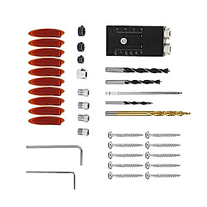 36pcs Pocket Hole Jig Kit, Aluminum Alloy Oblique Drilling Locator, Double Woodwork Guides Joint Angle Tool for Carpenters Angle Drilling Holes
