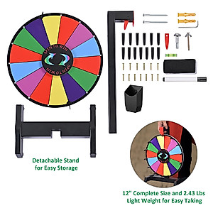 WinSpin 12" Color Prize Wheel Tabletop 14 Slots Heavy Duty Editable Spinning Wheel for Fortune Spinning Game Carnival & Tradeshow, Classic Series
