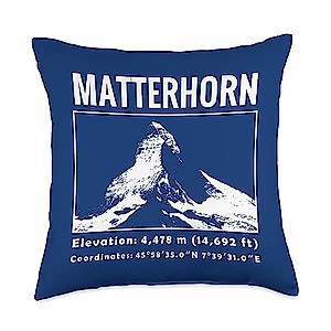 Mount Matterhorn Alps Switzerland Swiss Mountain Throw Pillow, 18x18, Multicolor